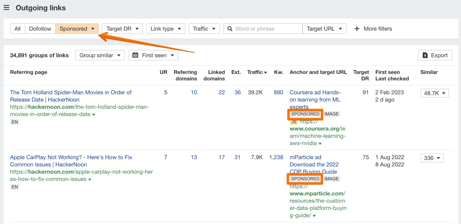 What is a Sponsored Link Attribute?