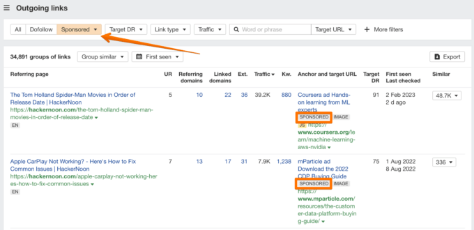 What is a Sponsored Link Attribute?