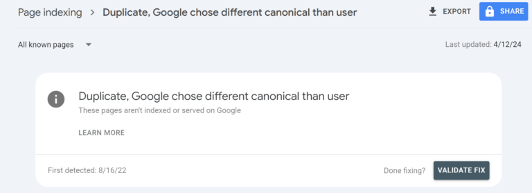 Duplicate, Google Chose Different Canonical Than User. What It Is, Causes, & How to Fix