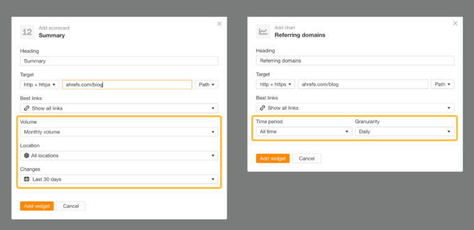 Reports builder by Ahrefs