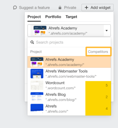 Reports builder by Ahrefs